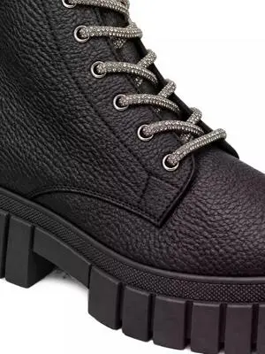 Philipp Plein Crystal-embellished Leather Boots