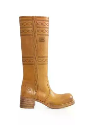 Miu Miu Embroidered Leather Boots