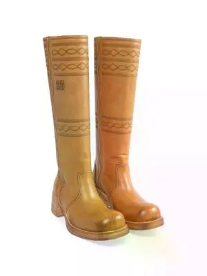 Miu Miu Embroidered Leather Boots