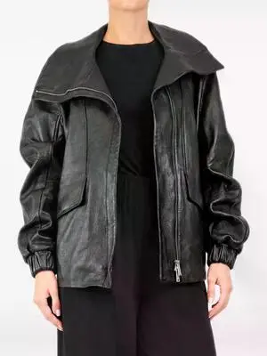 VSP Zip-up Leather Jacket - Black