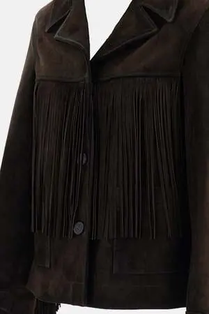GOLDEN GOOSE Giacca In Pelle Cerata Con Frange