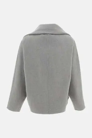 Max Mara Giacca Crop In Drap Di Lana Double Con Sciarpa