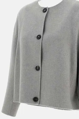 Max Mara Giacca Crop In Drap Di Lana Double Con Sciarpa