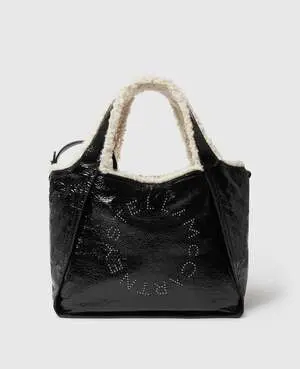 Stella McCartney Logo Cracked Patent Crossbody Tote Bag