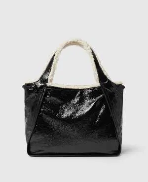 Stella McCartney Logo Cracked Patent Crossbody Tote Bag