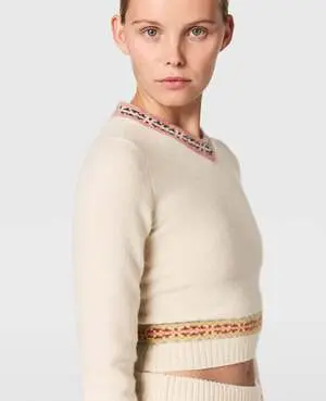 Stella McCartney Fair Isle V-neck Cropped Sweater