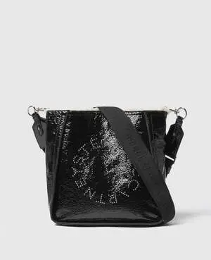 Stella McCartney Logo Cracked Patent Crossbody Bag