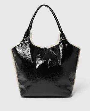 Stella McCartney Logo Cracked Patent Reversible Tote Bag