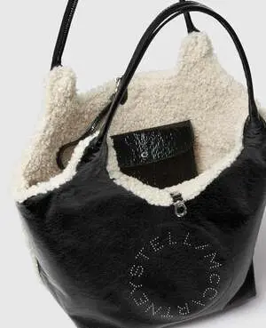 Stella McCartney Logo Cracked Patent Reversible Tote Bag