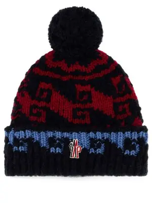 Moncler Grenoble: Wool And Alpaca Blend Pom-pom Beanie - Blue