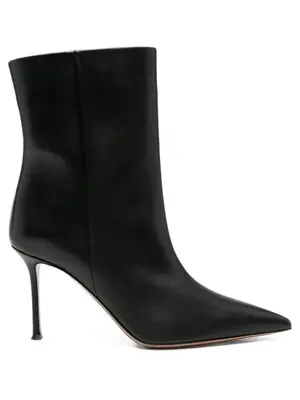 AQUAZZURA Harper 85 Leather Ankle Boots - Black
