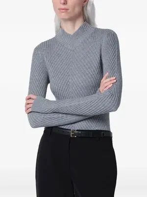 Victoria Beckham Georgia Fine Ribbed Merino Wool Sweater