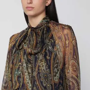 Etro Long Dress With Multicolour Paisley Print