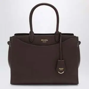 Prada Large Radica Prelude Handbag In Leather - Brown