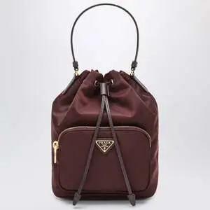 Prada Bordeaux Duet Bucket Bag In Re-nylon - Red