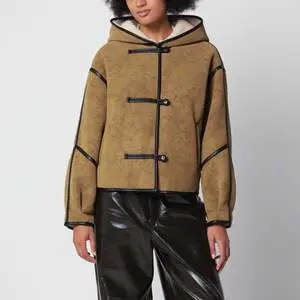 STAND STUDIO Beige Fia Jacket In Faux Shearling With Hood - Cream