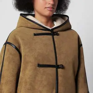 STAND STUDIO Beige Fia Jacket In Faux Shearling With Hood - Cream