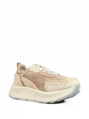 Mou Crochet-trim Suede Sneakers