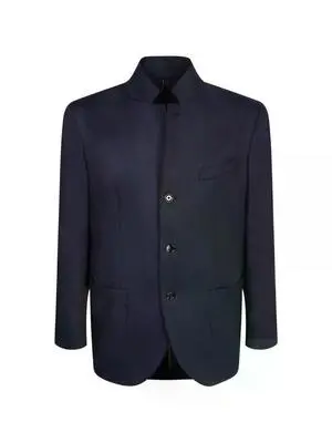 DELL'OGLIO Mandarin-collar Single-breasted Blazer - Blue
