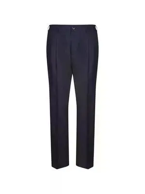 DELL'OGLIO Pleated Straight-leg Trousers - Blue