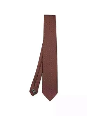 TOM FORD Houndstooth-pattern Silk Tie - Brown