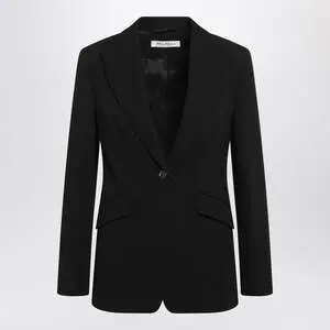 Max Mara Slim-fit Blazer In Virgin Wool Gabardine - Black