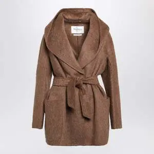 Max Mara Short Coat In Camel And Mohair - Brown