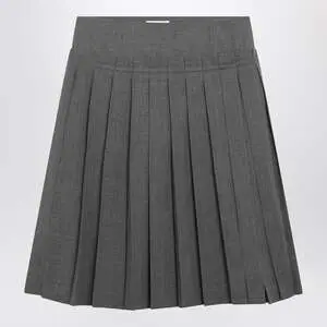 AMI Paris Carbon Grey Pleated Skirt In Wool - Gray