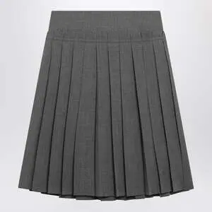 AMI Paris Carbon Grey Pleated Skirt In Wool