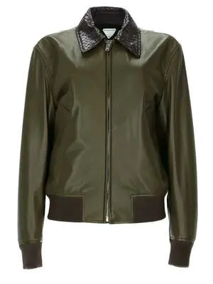 Bottega Veneta Giacca In Pelle Lucida - Green