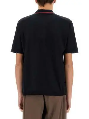 Gucci Knitted Wool Polo Shirt With Web Pattern