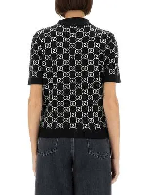 Gucci Gg Wool Jacquard Reversible Polo Shirt