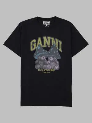GANNI T-shirt Con Stampa - Black