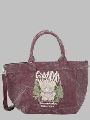 GANNI Borsa Tote Forest Teddy Small - Brown