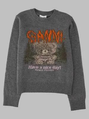 GANNI Maglia Teddy Forest - Gray
