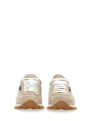 Brunello Cucinelli Runner In Camoscio Con Shiny Tab