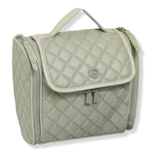 Joan & David Diamond Quilted Puffer Nylon Toiletry Organizer With Gusset Zip Compartment - Sage
