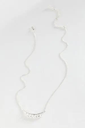 Anthropologie Demi Fe Curved Bar Crystal Necklace - Silver