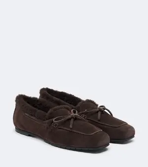 AeydĒ Jasper Shearling-lined Suede Boat Shoes - Brown