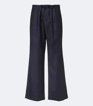 STOFFA Stòffa Wool And Cashmere Wide-leg Pants - Blue