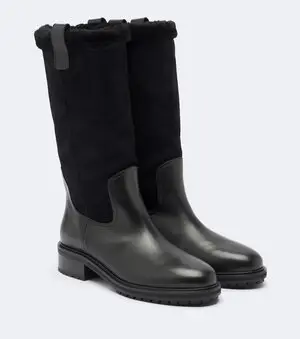 AeydĒ Theo Leather And Suede Knee-high Boots Black