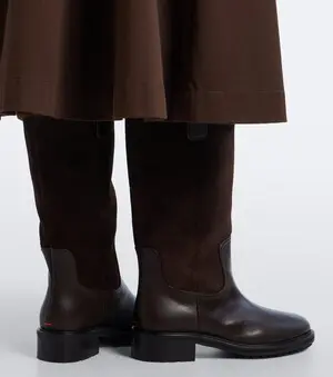 AeydĒ Theo Leather And Suede Knee-high Boots - Brown