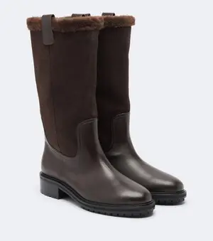 AeydĒ Theo Leather And Suede Knee-high Boots - Brown