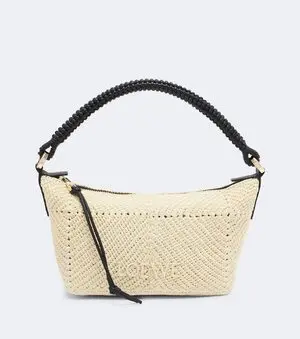 Loewe Cala Mini Leather-trimmed Raffia Top-handle Bag