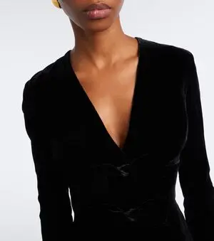 Elie Saab Bow-detail Silk-blend Velvet Gown