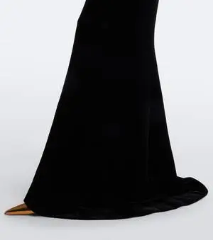 Elie Saab Bow-detail Silk-blend Velvet Gown