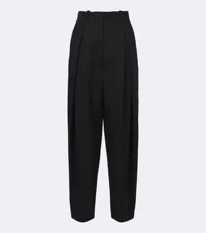Givenchy Pinch Pleated Wool Wide-leg Pants - Black