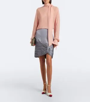 Valentino Garavani Plissé Cady Satin Miniskirt