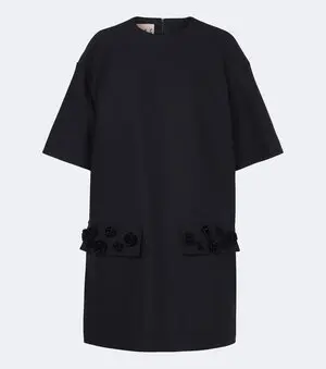 Plan C Embellished Wool-blend Gabardine Minidress - Blue