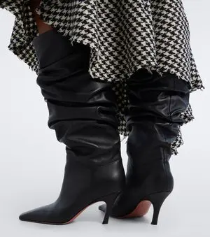 Amina Muaddi Jamie Leather Knee-high Boots